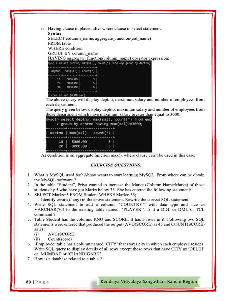 New Mysql Worksheet | PDF