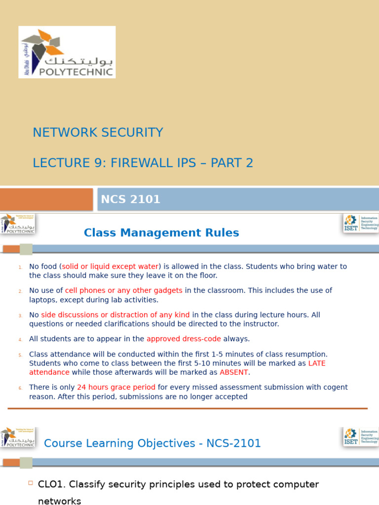 LECTURE 9 Firewall IPS - PART 2 | PDF | Computer Virus | Security LECTURE 9 Firewall IPS - PART 2 | PDF | Computer Virus | Security