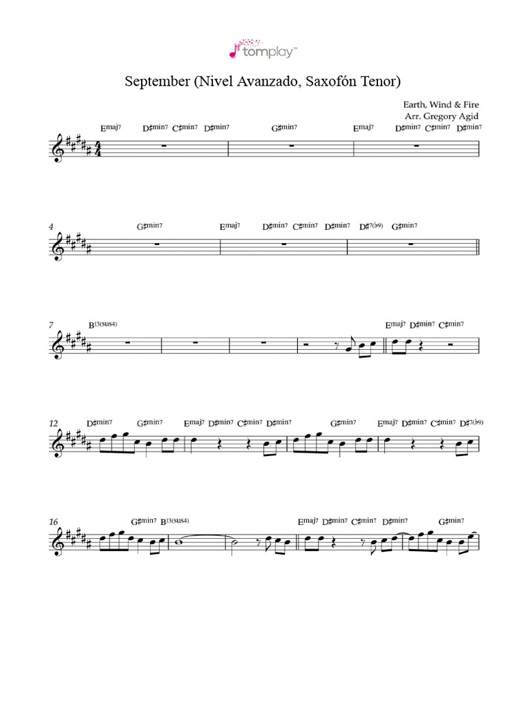 September Disco Sax Tenor | PDF