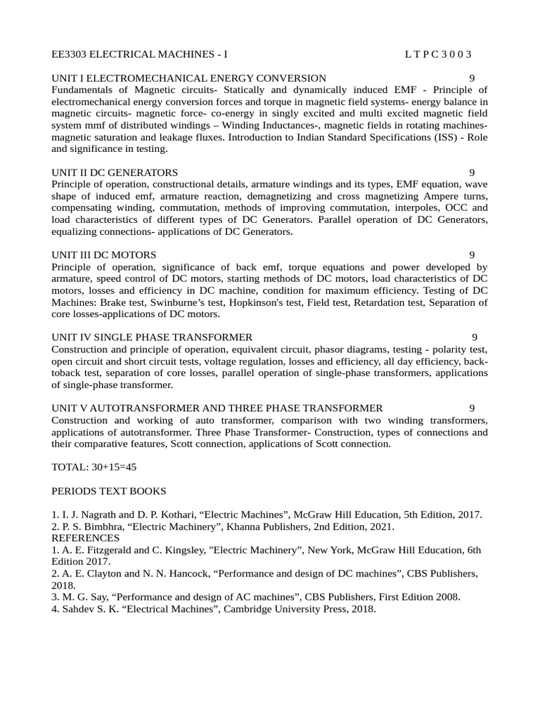 EE3303 Electrical Machines - I - by WWW - Notesfree.in | PDF | Electric ...