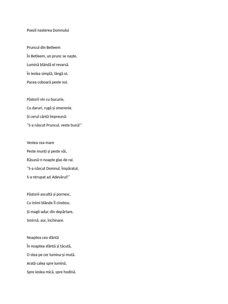 Poezii Nasterea Domnului 3 | PDF