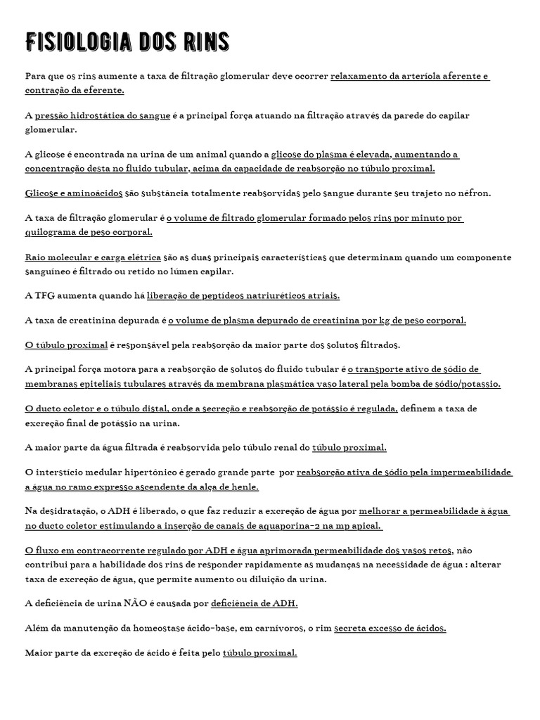 Fisiologia Dos Rins | PDF | Rim