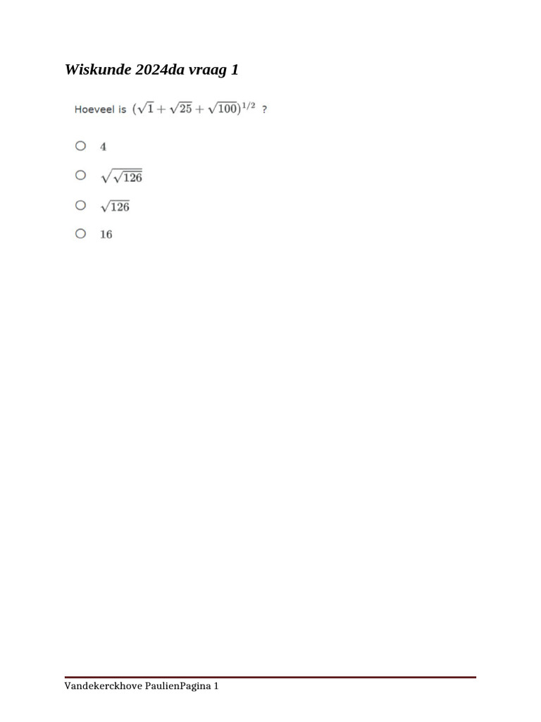 Wiskunde Deel 1 Vragen | PDF
