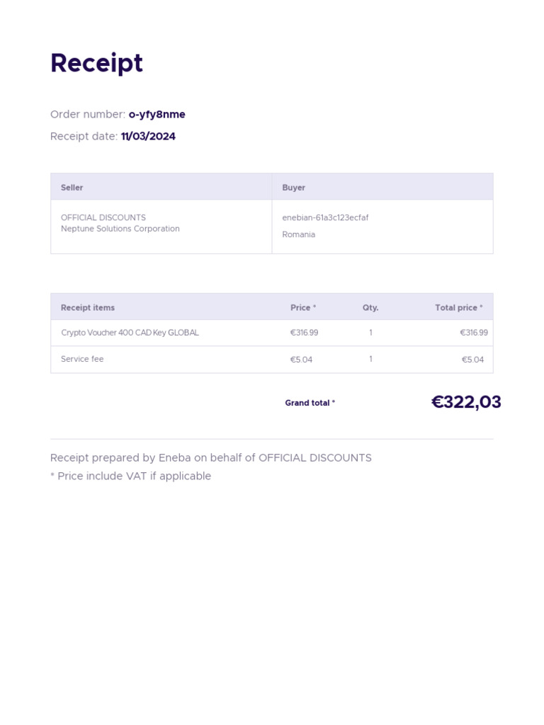 Crypto Voucher Purchase Receipt | PDF