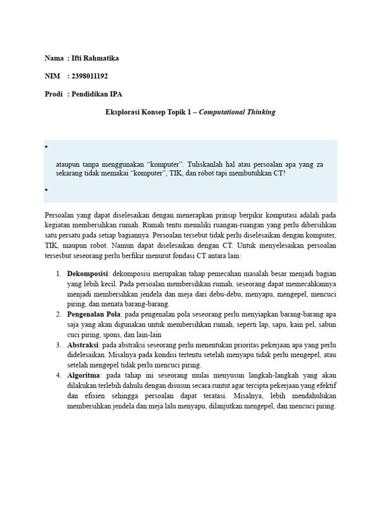 Eksplorasi Konsep Topik 1 Computational Thinking Pdf