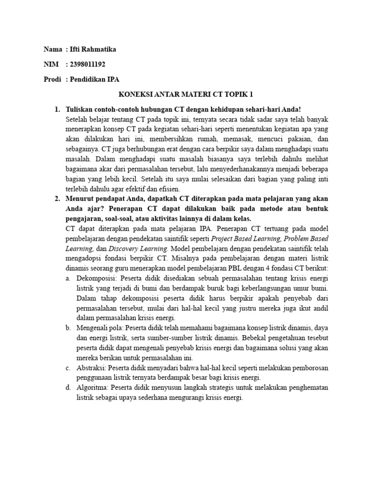 Penerapan CT dalam Pendidikan IPA | PDF