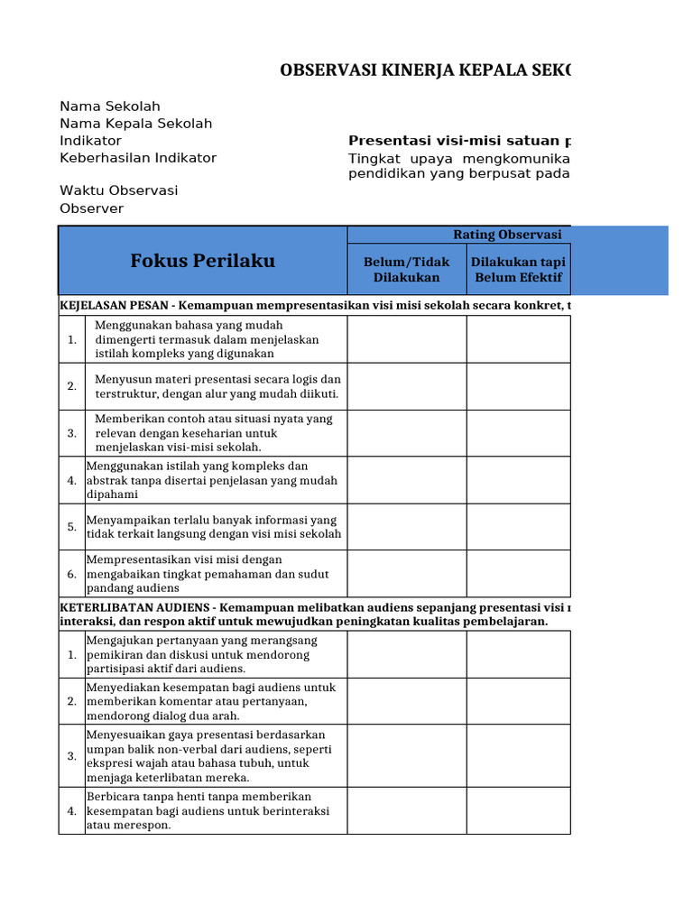Instrumen Observasi PKKS Di PMM | PDF