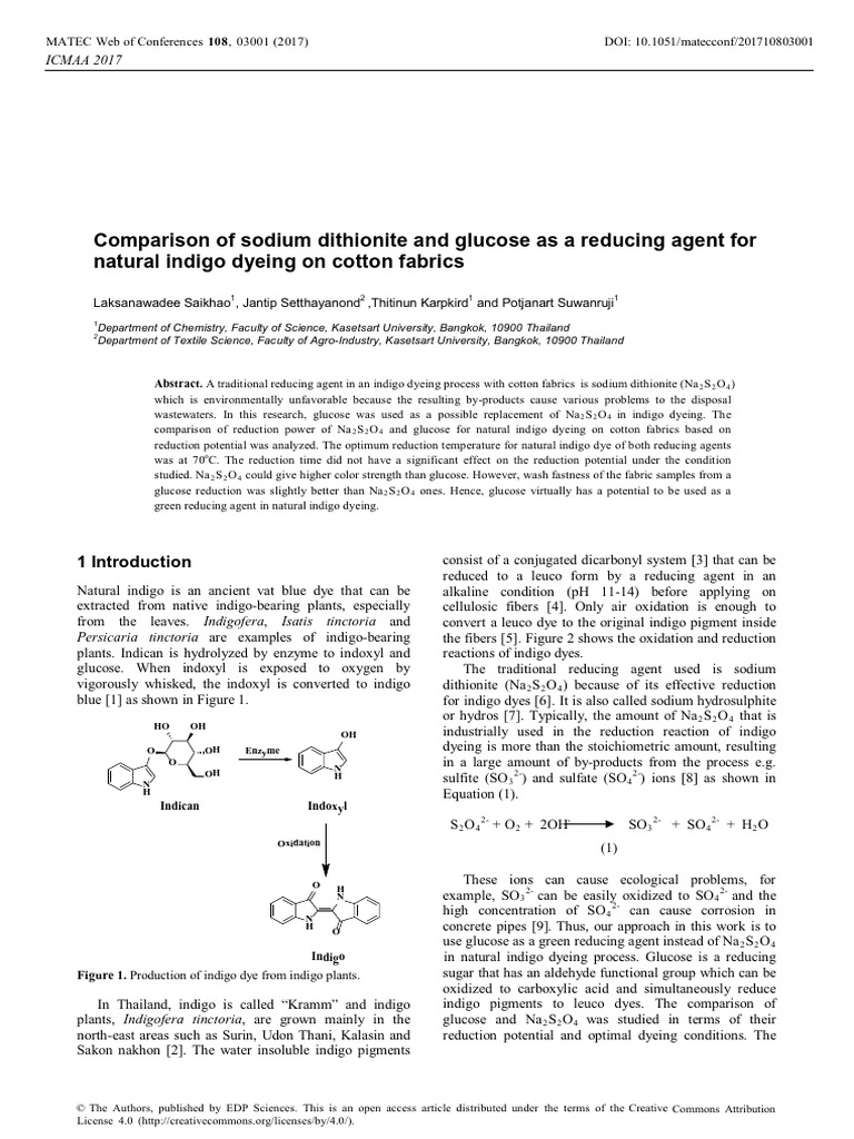 Comparison of Sodium Dithionite and Glucose As A R | PDF | Dyeing | Dye