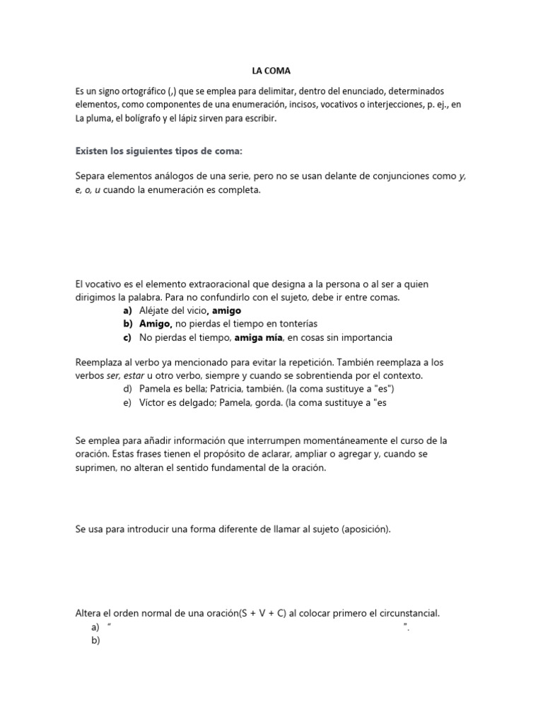 Lacoma Clase Virtual | PDF | Coma | Sintaxis