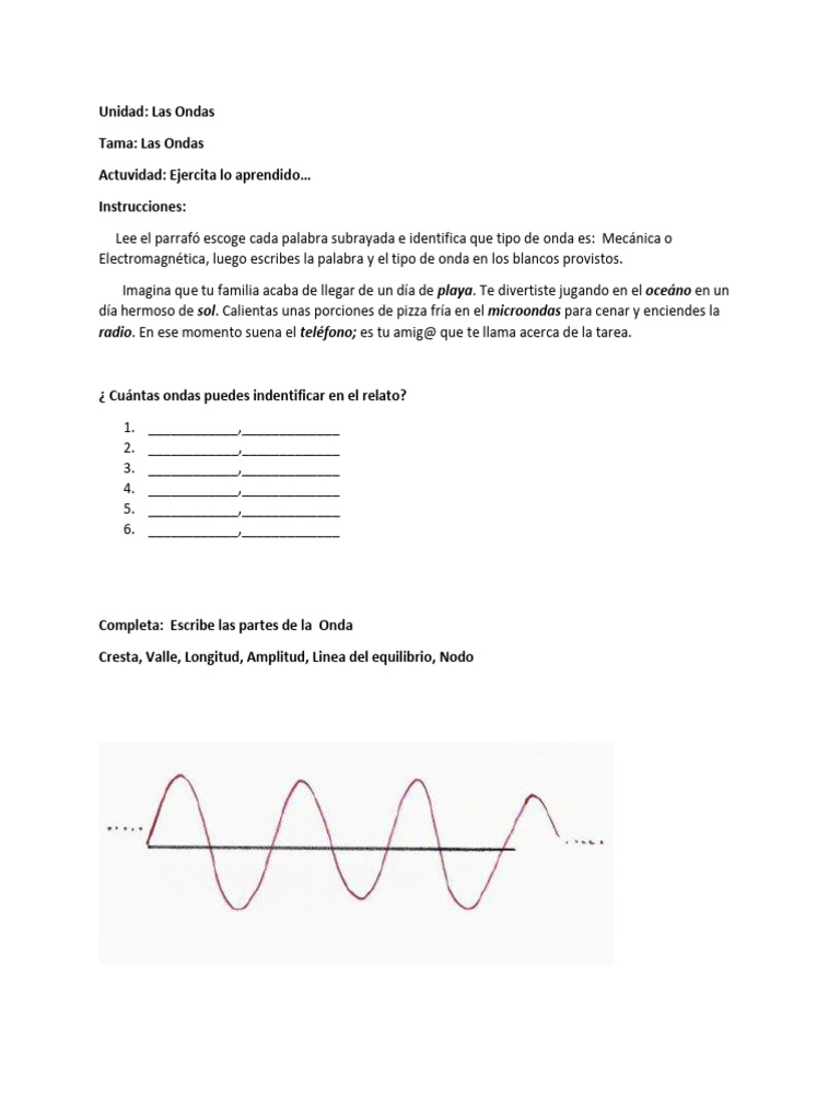 Tarea Partes de Onda e Identificar Ondas | PDF