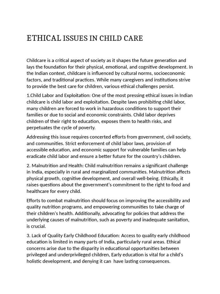 Ethical Challenges in Indian Childcare | PDF | Child Abuse | Child Care