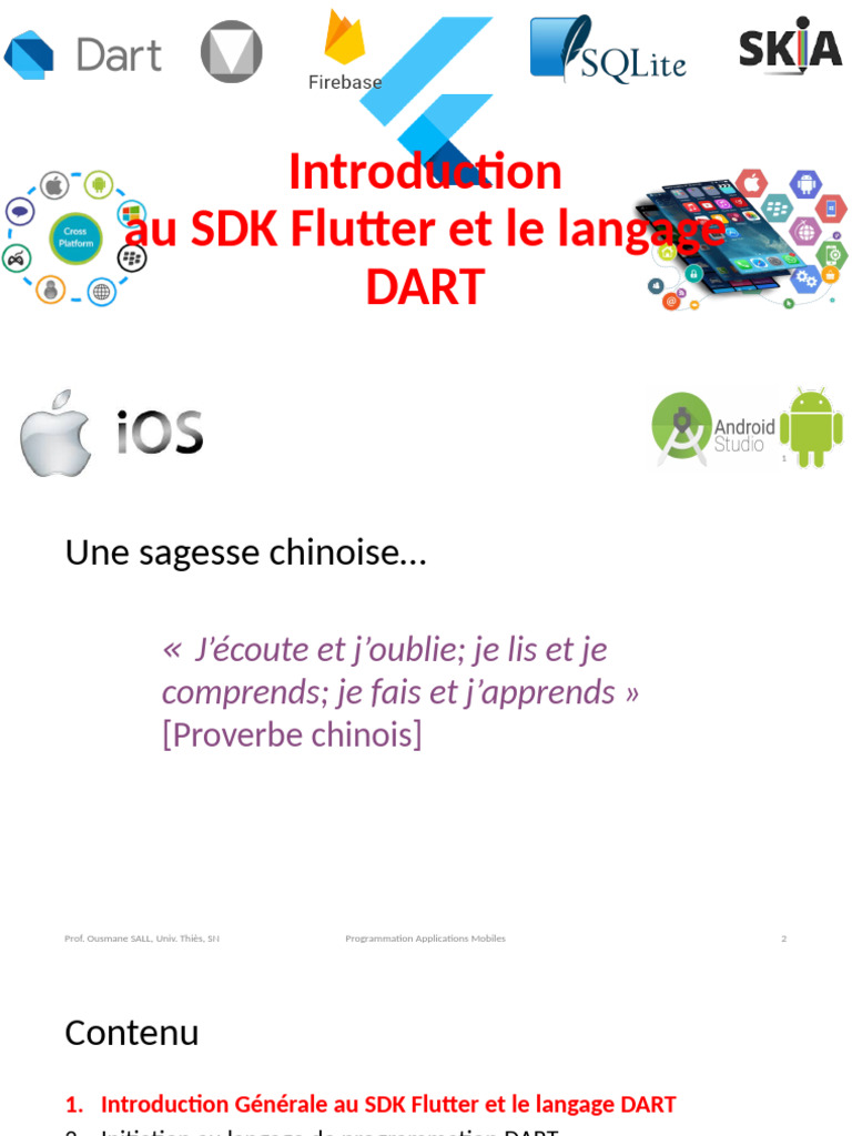 Introduction Au SDK Flutter Et Le Langage DART | PDF | Logiciel multiplateforme | Application mobile