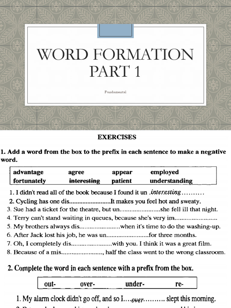 WORD-FORM & PRACTICE Part 1 KEY Ss | PDF