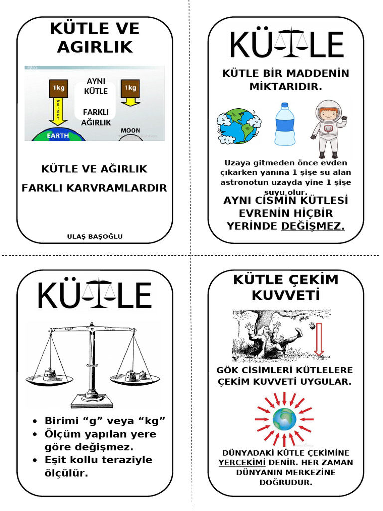 Sınıf Flash Kartlar Kütle Ağırlık | PDF