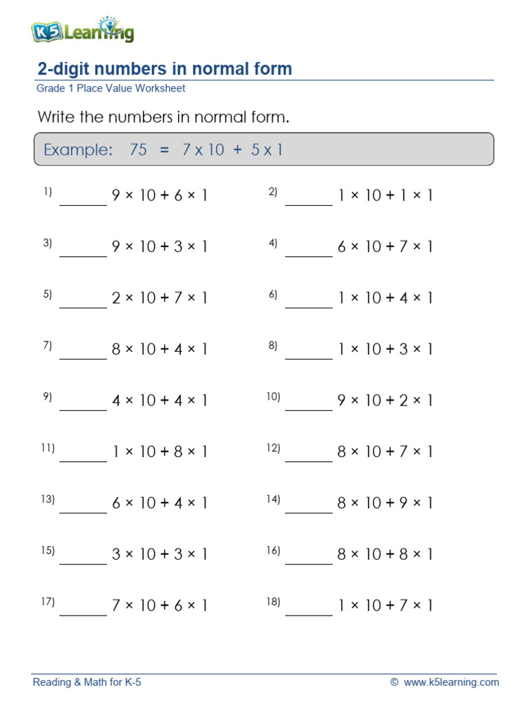 Grade 1 Write Numbers Normal Form A | PDF