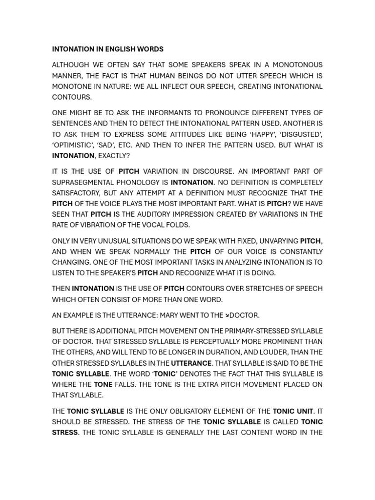 Intonation in English Words | PDF | Tone (Linguistics) | Stress ...