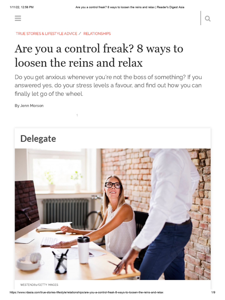 Are You A Control Freak - 8 Ways To Loosen The Reins and Relax - Reader's Digest Asia | PDF ...