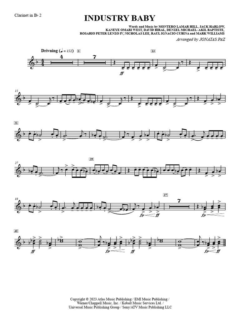 Industry Baby - Clarinet in BB 2 | PDF | Music Organizations | Music ...