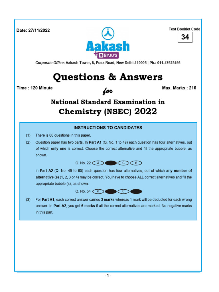 NSEC 2022-23 - (Questions & Answers) | PDF | Adsorption | Emission Spectrum