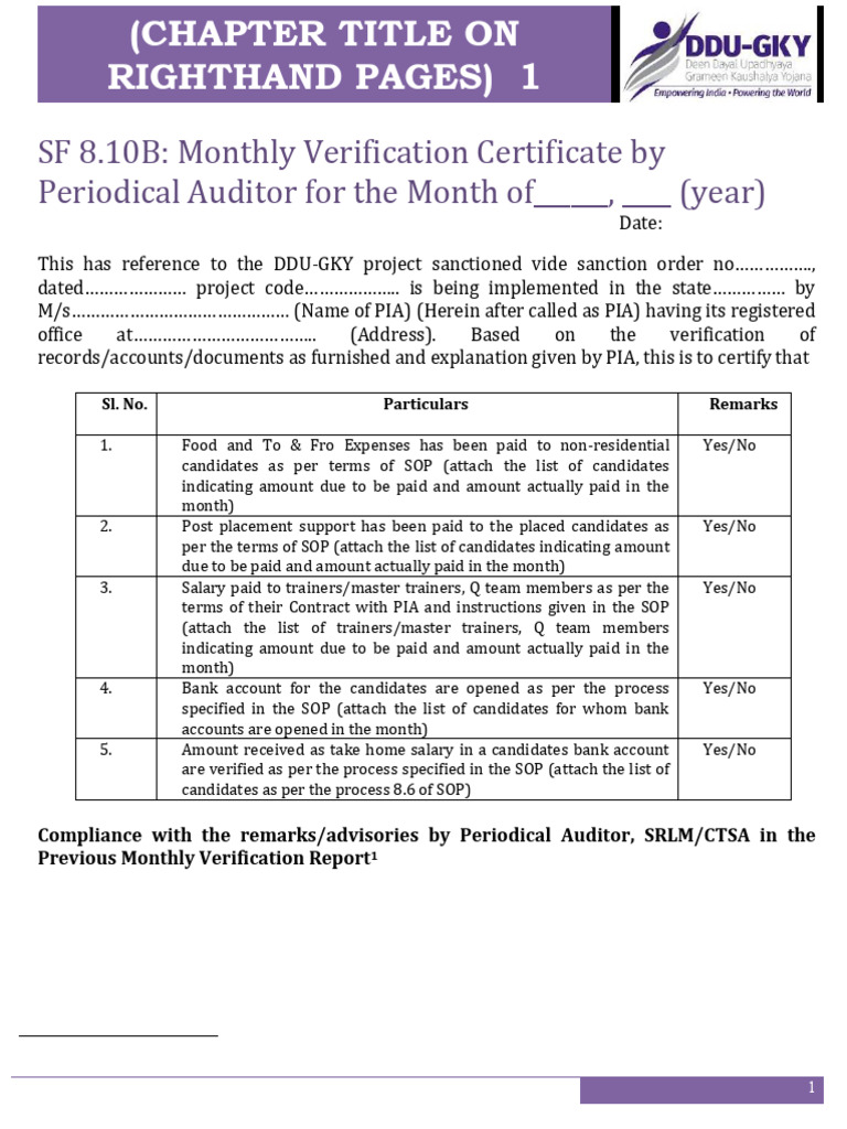 Monthly Verification Certificate Template | PDF