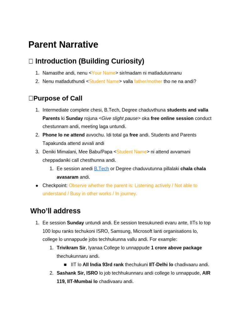 Parent Narrative | PDF