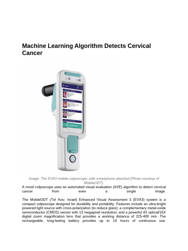 Machine Learning Algorithm Detects Cervical Cancer | PDF | Cervical Cancer