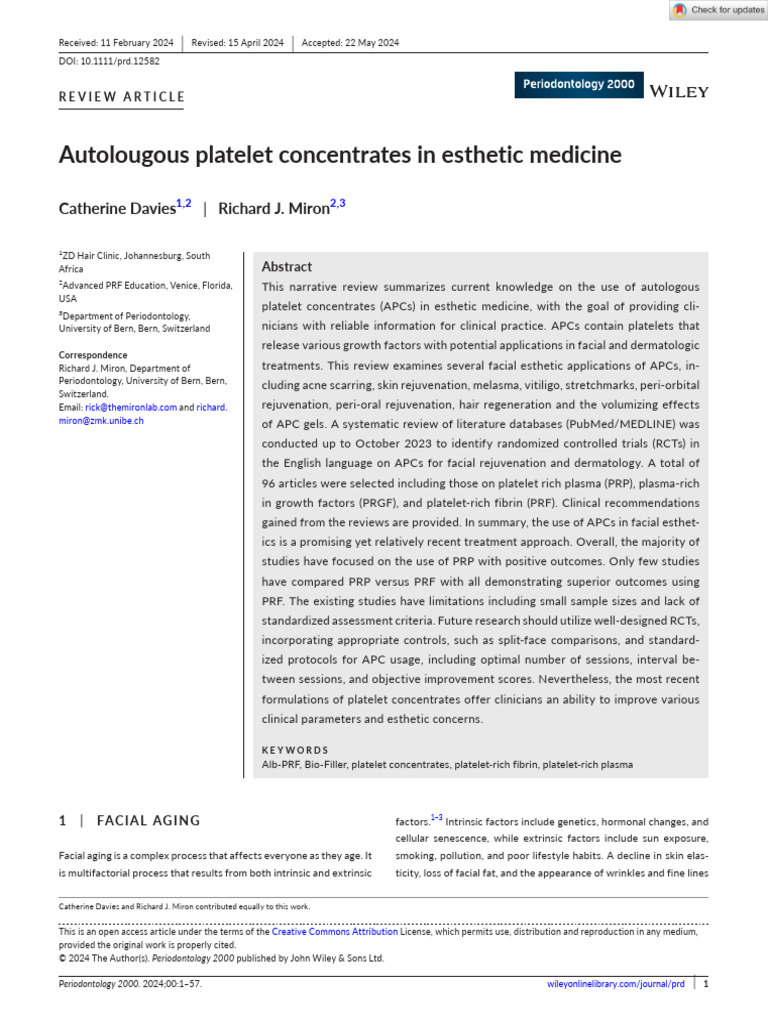 Periodontology 2000 - 2024 - Davies - Autolougous Platelet Concentrates ...