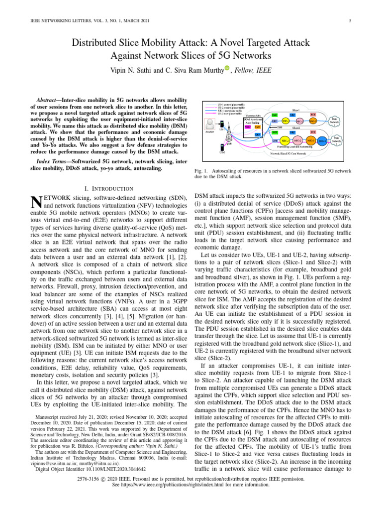 Distributed Slice Mobility Attack: A Novel Targeted Attack Against Network Slices of 5G Networks ...