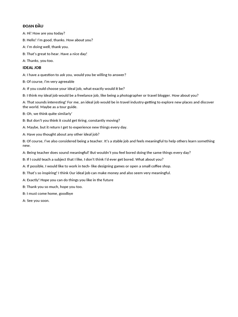Ideal Job Conversation | PDF