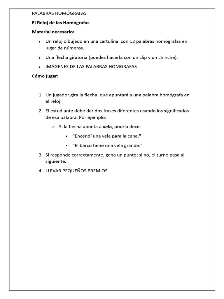 Dia Del Logro - Palabras Homógrafas | PDF