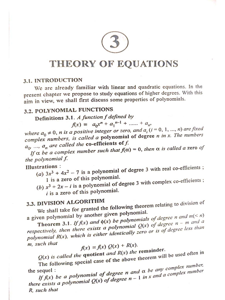 Theory of Equation | PDF