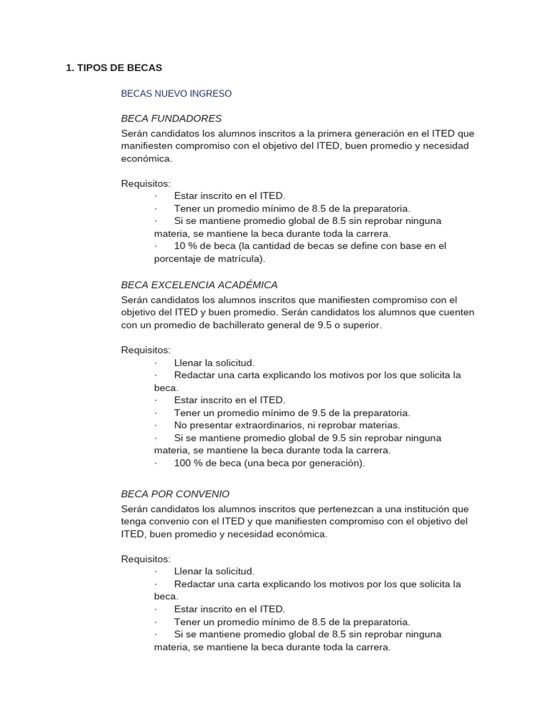 Tipos de Beca | PDF