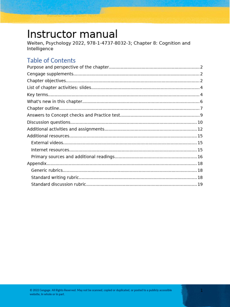Psychology SA - 4e - Ch08 - InstructorManual | PDF | Intelligence Quotient | Intelligence