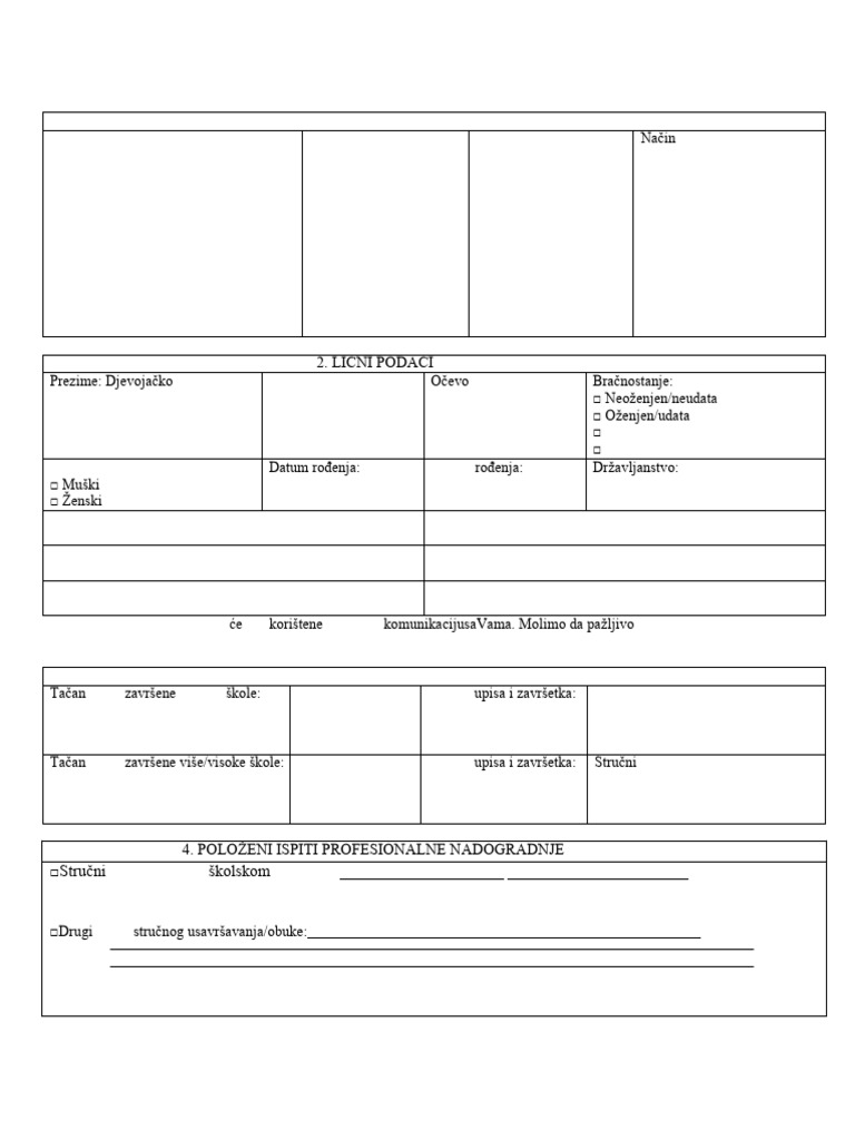 Prijavni Obrazac | PDF