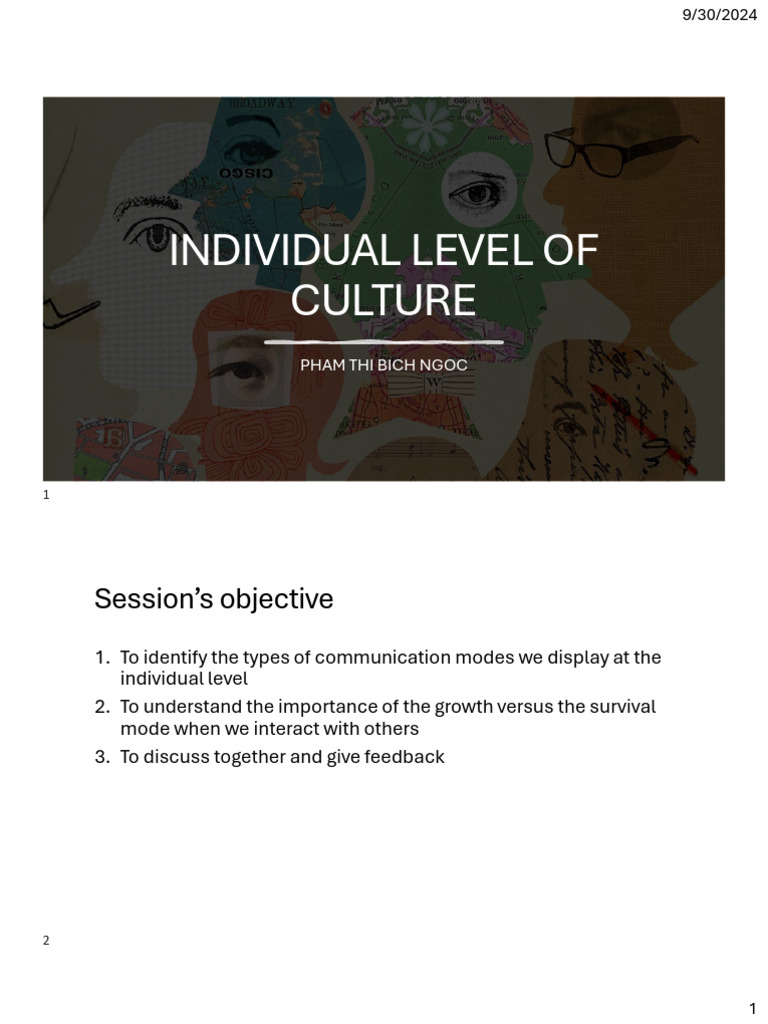 C3-Culture at Individual Level | PDF | Creativity | Communication