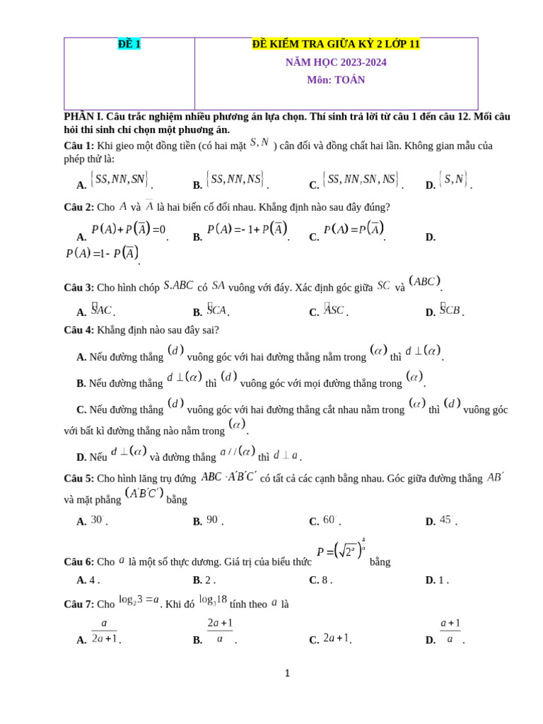 gk2 Toan 11 65e1f4d61fc2coxe07 | PDF