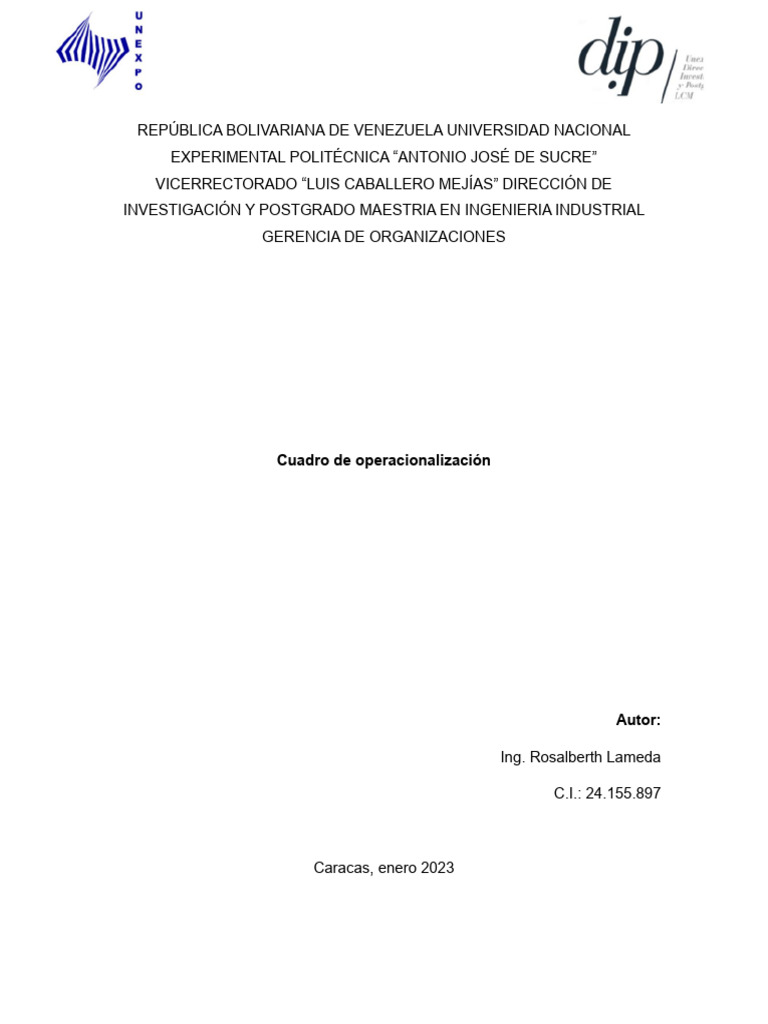 Cuadro Operacional de Variables | PDF | Tolerancia | Cognición