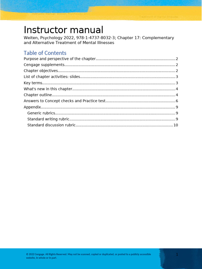 Psychology SA - 4e - Ch17 - InstructorManual | PDF | Alternative Medicine | Energy Medicine
