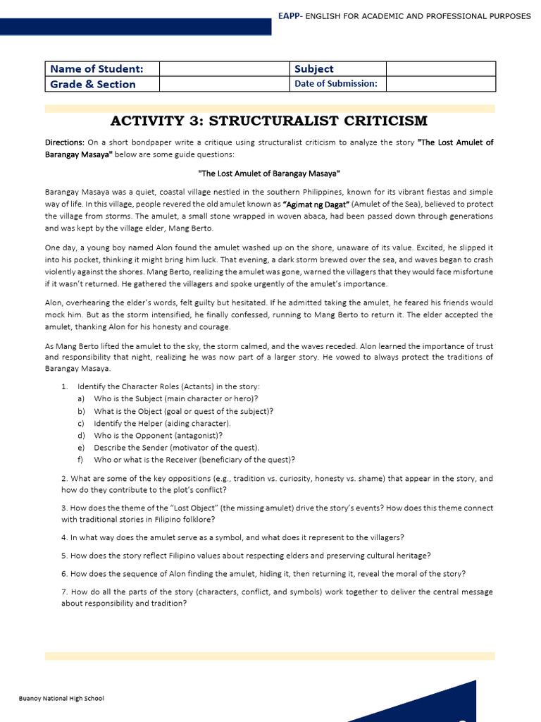 Q2 Activity 3 Structuralism | PDF | Quest