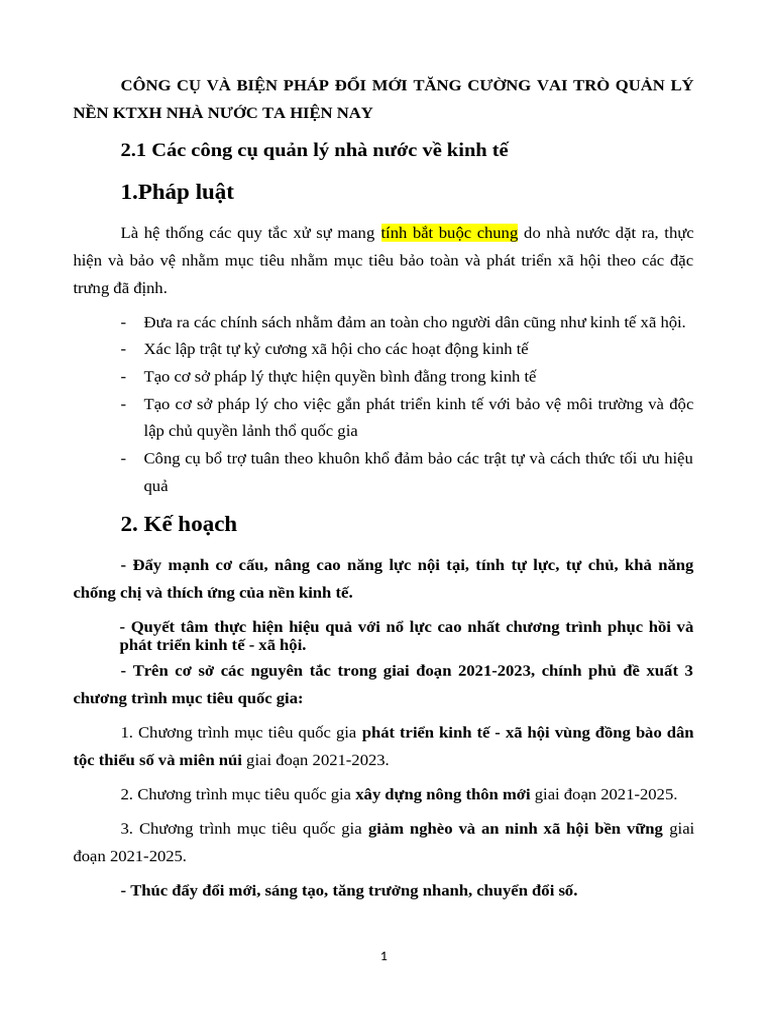 Công Cụ Và Biện Pháp Đổi Mới Tăng Cường Vai Trò Quản Lý Nền Ktxh Nhà Nước Ta Hiện Nay | PDF