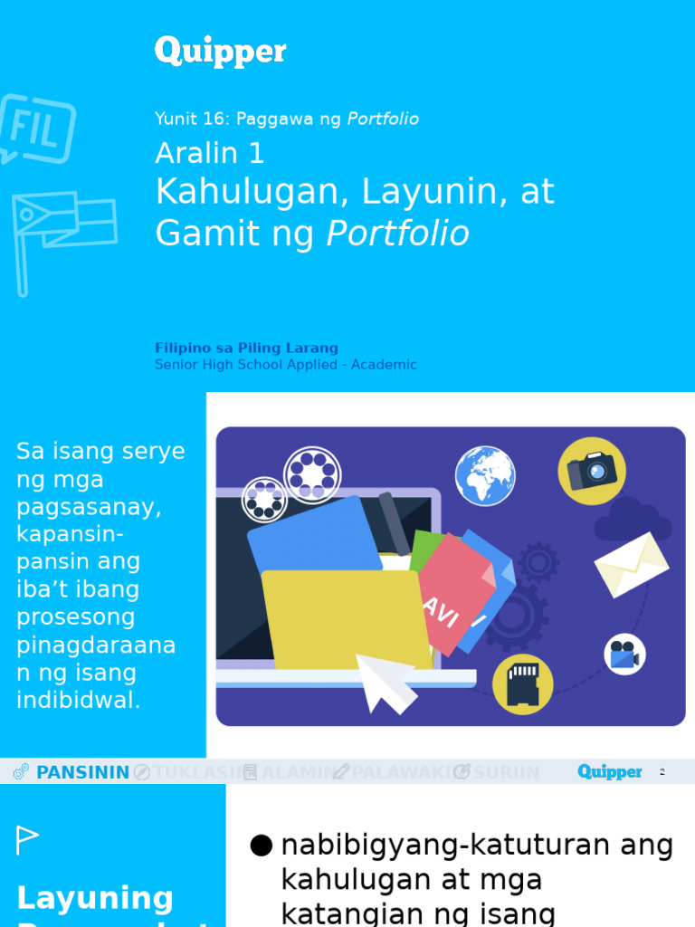 FPL 11 - 12 Q2 1601 - Kahulugan, Layunin, at Gamit NG Portfolio | PDF