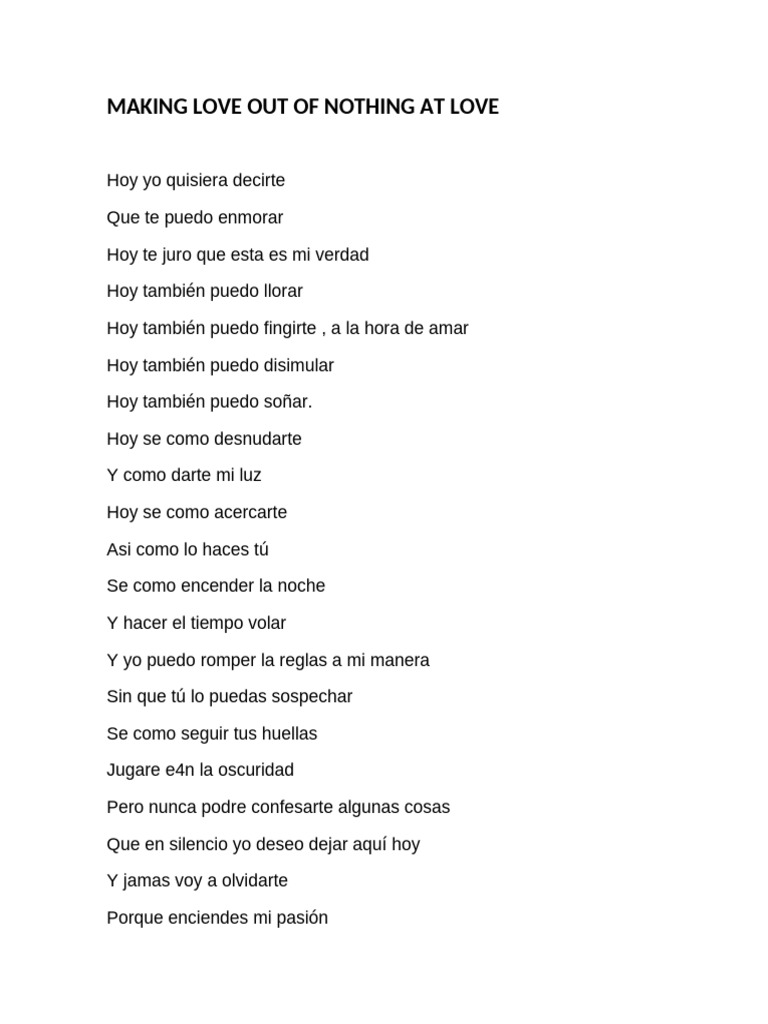 Making Love Out of Nothing at Love Letra Español | PDF