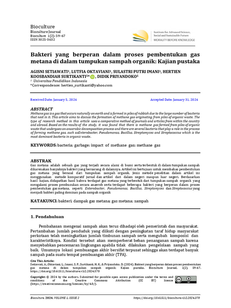 Bakteri Yang Berperan Dalam Proses Pembentukan Gas Metana Di Dalam ...