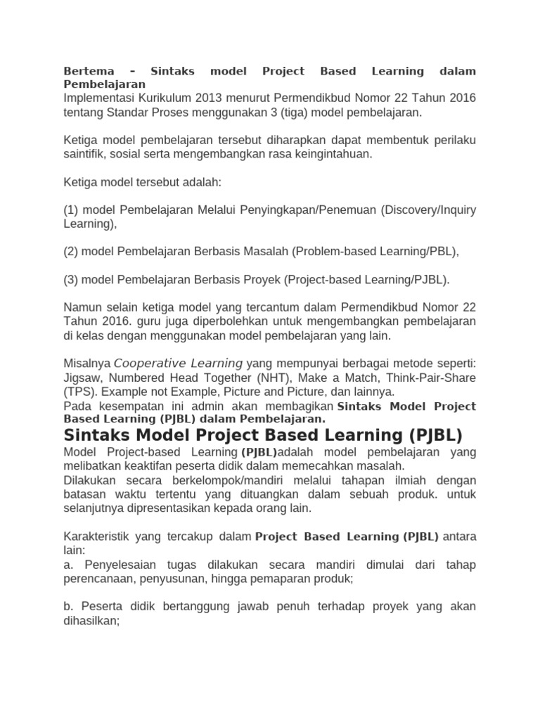 SINTAK PJBL | PDF
