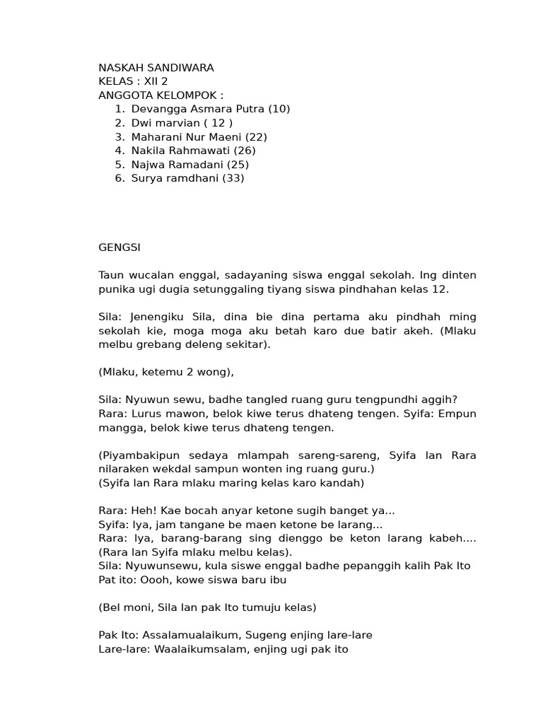 Teks Drama B Jawa 2 | PDF