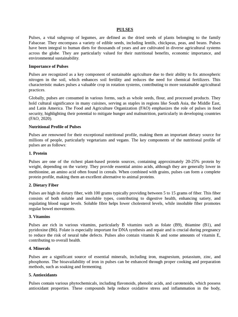 PULSES | PDF | Fermentation | Legume