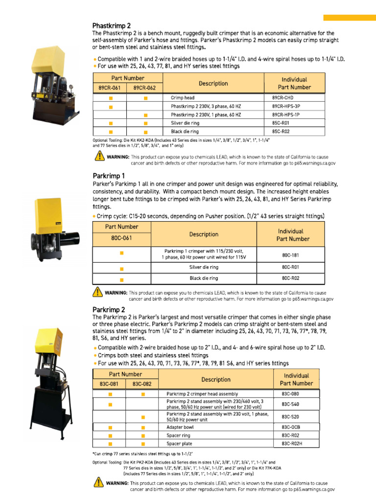 Parkrimp 2 Parker Hose Crimping Machine | PDF