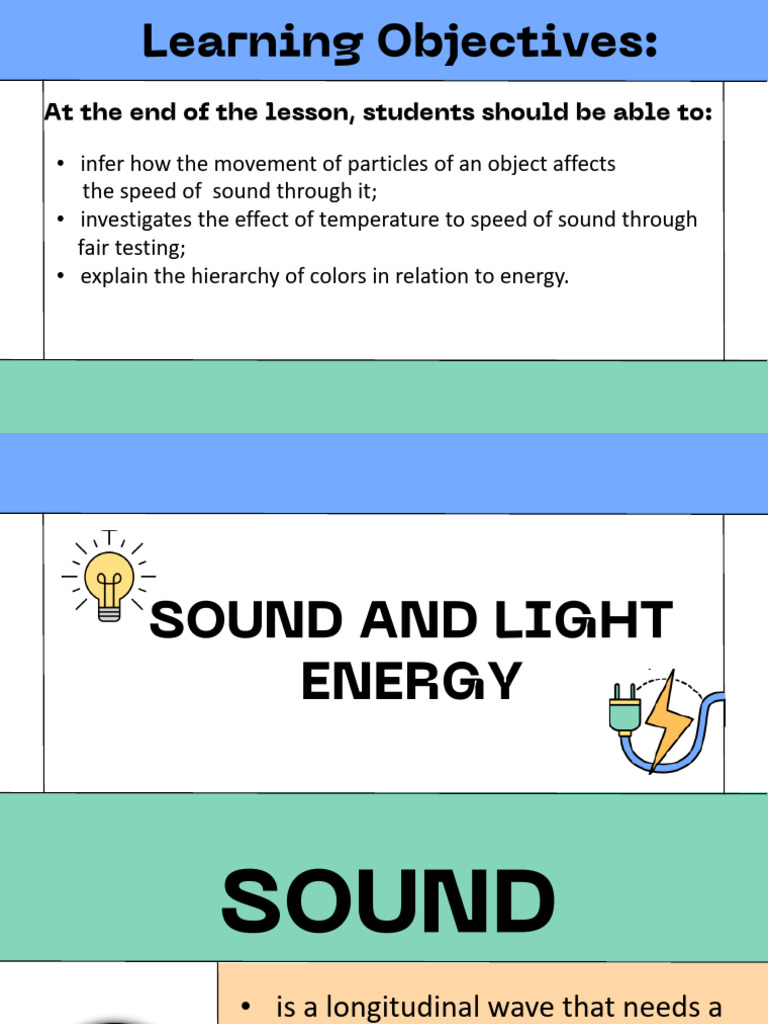 Week 5 - Sound and Light Energy | PDF | Light | Gases