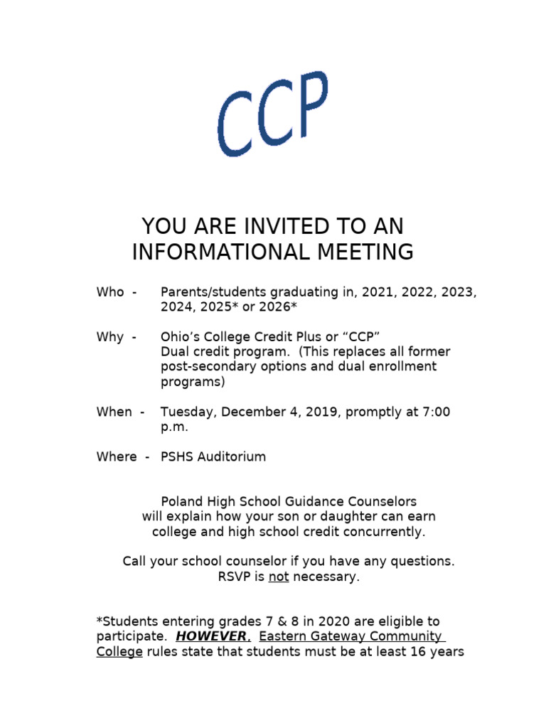 CCP Informational Meeting | PDF