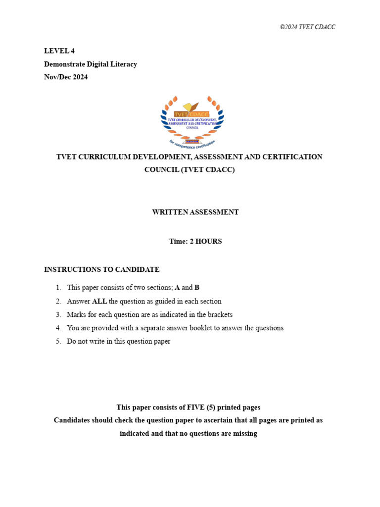 Digital Literacy Exam Guide | PDF | Computer Network | Operating System